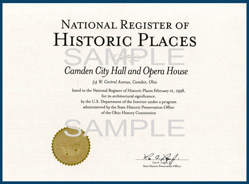 Certificate of Listing - Ohio History Connection